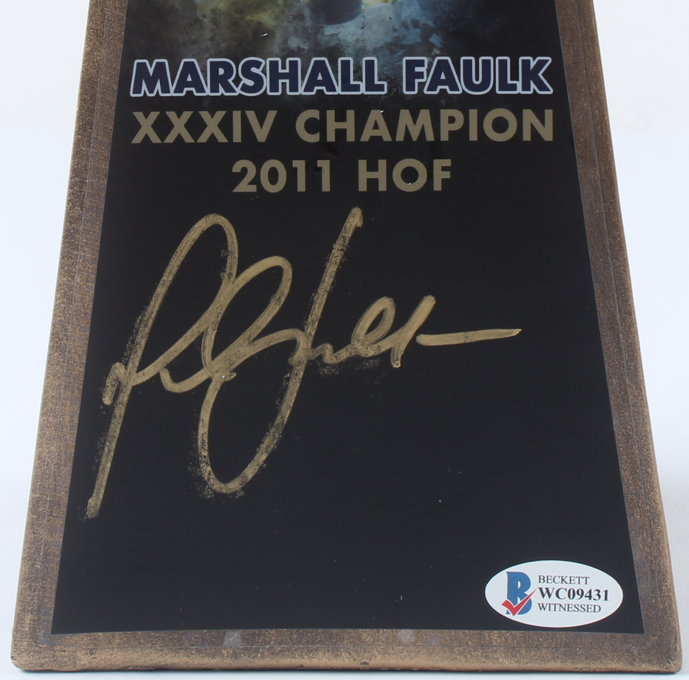 Marshall Faulk Signed 15" Gold Football Championship Trophy (Beckett ...