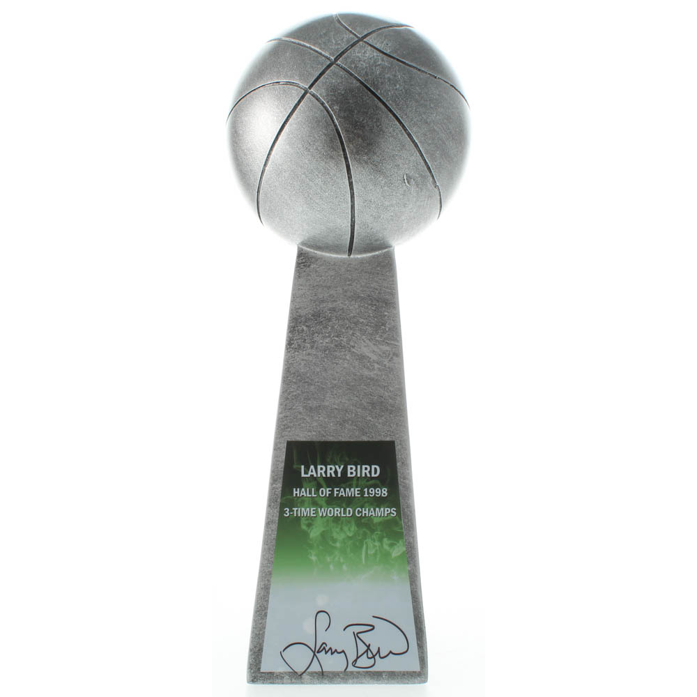 Larry Bird Signed Hall of Fame 14” Championship Basketball Trophy ...