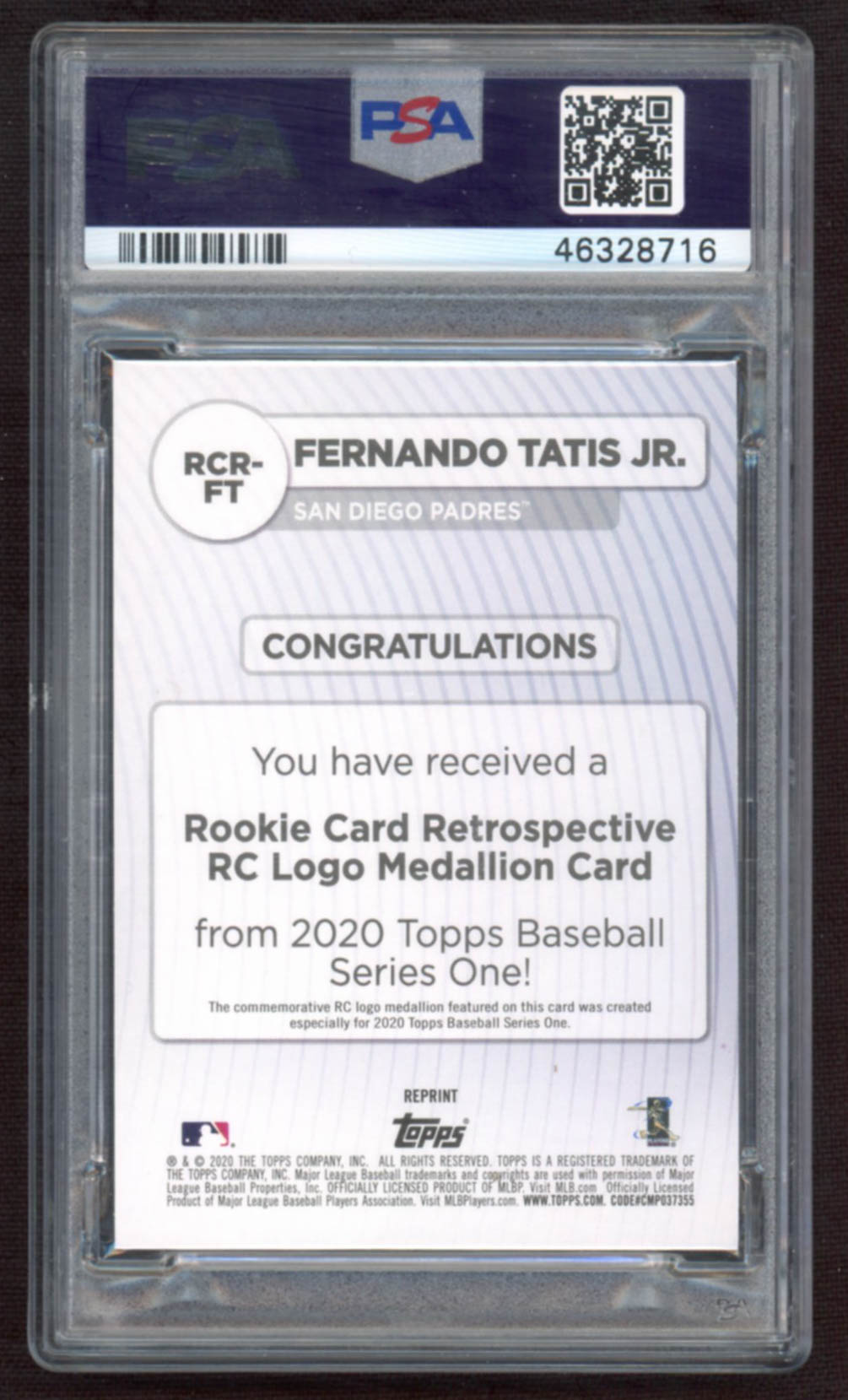 Fernando Tatis Jr. 2020 Topps Rookie Card Retrospective RC Logo ...