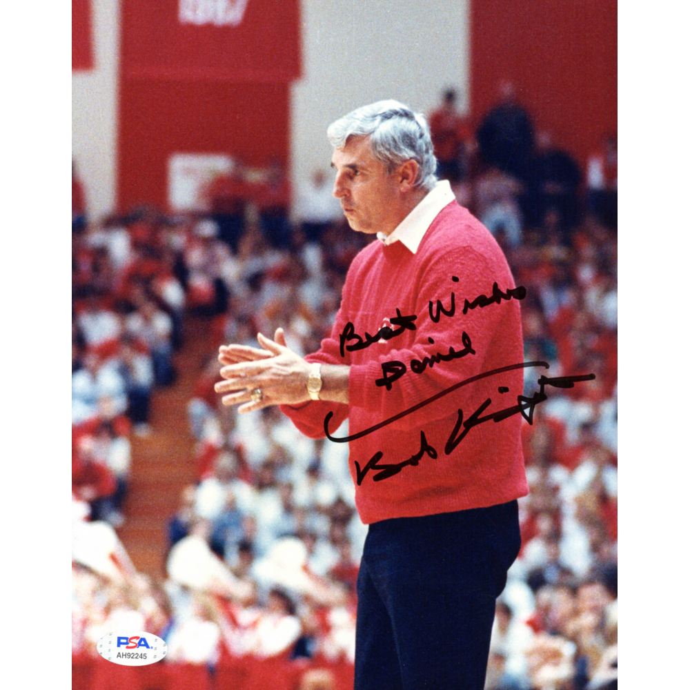 Bob Knight Signed Indiana Hoosiers 8x10 Photo Inscribed "Best Wishes ...