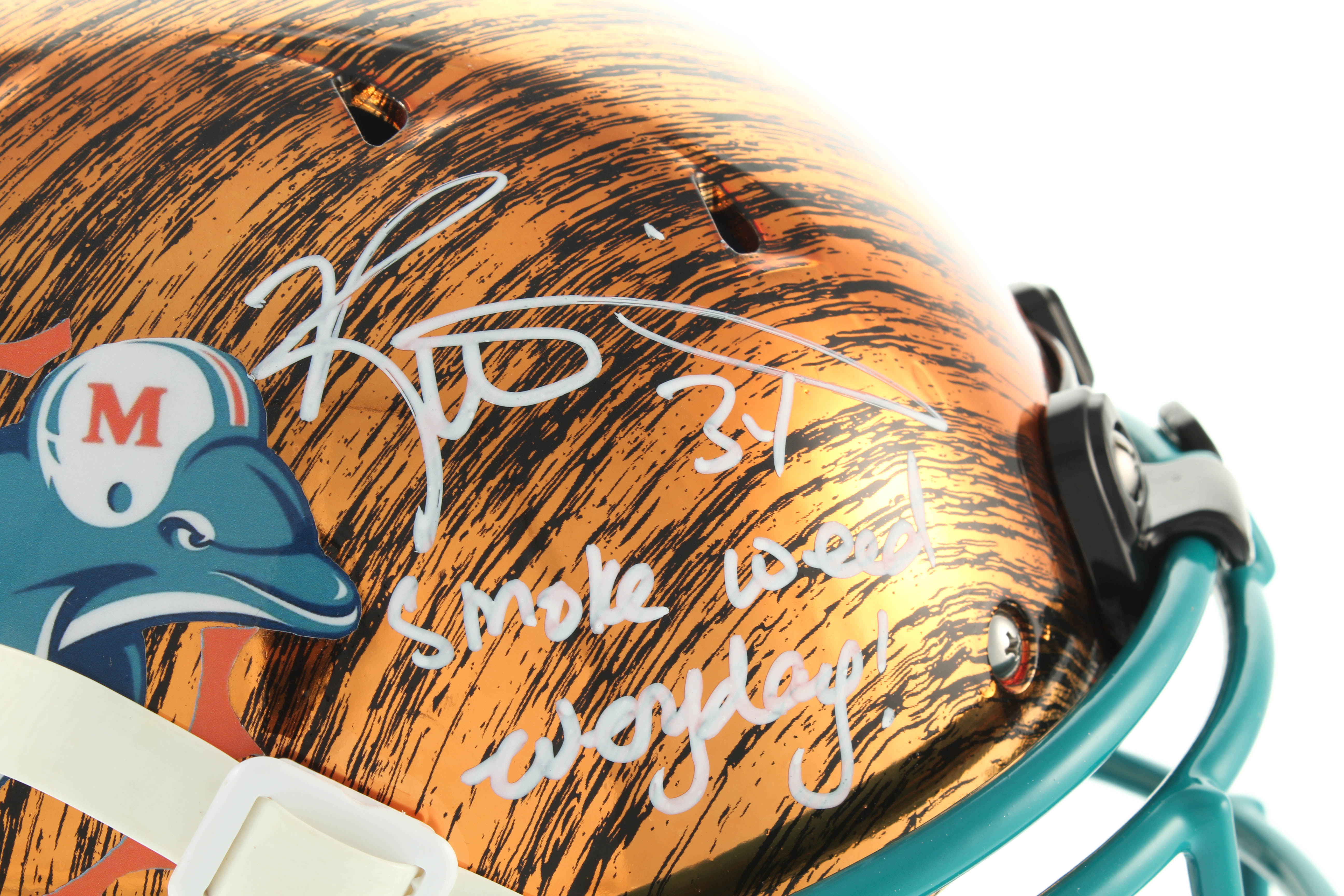 Ricky Williams Signed Full-Size Authentic On-Field Hydro-Dipped Helmet ...