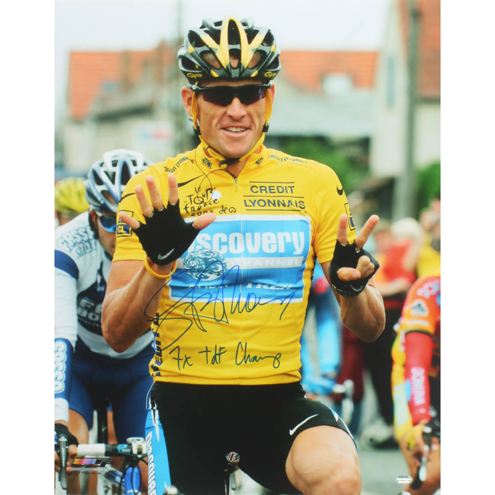 Lance Armstrong Signed 16x20 Photo Inscribed "7x TDF Champ" (Schwartz ...