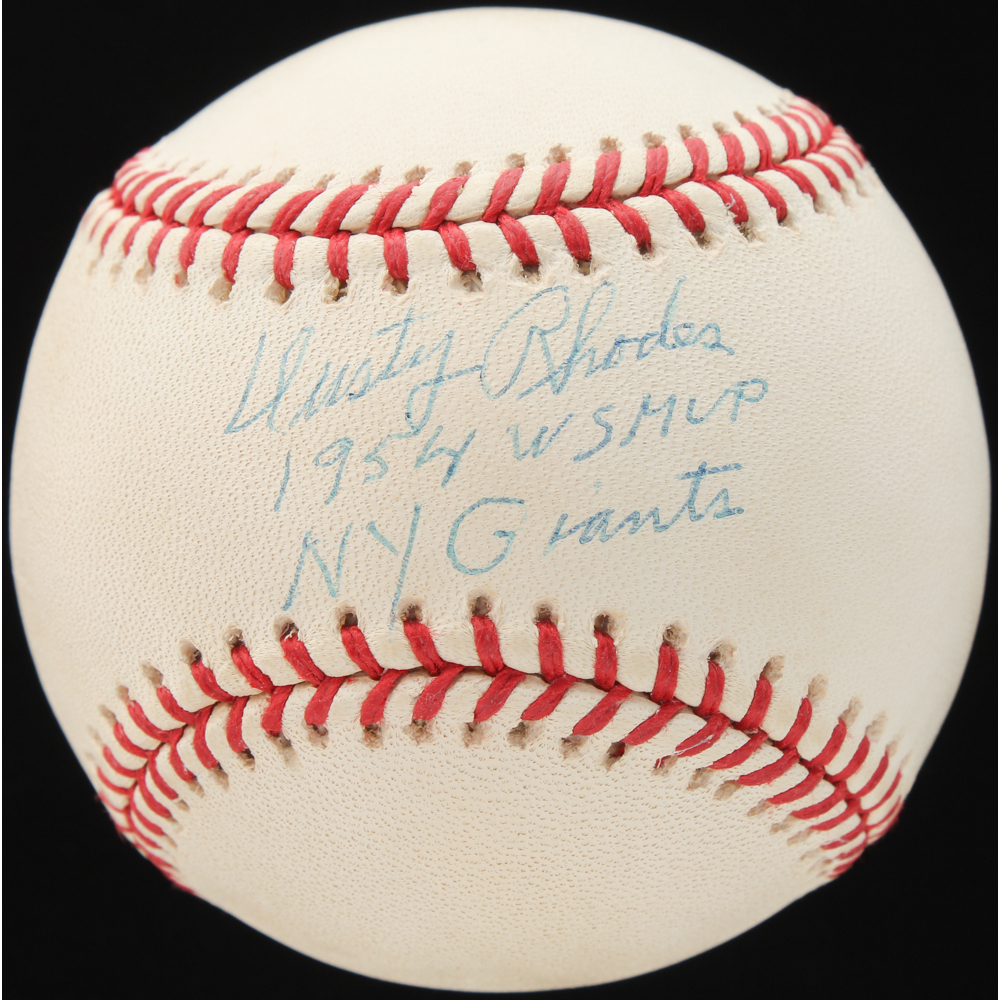 Dusty Rhodes Signed OML Baseball Inscribed "1954 WS MVP" & "NY Giants ...