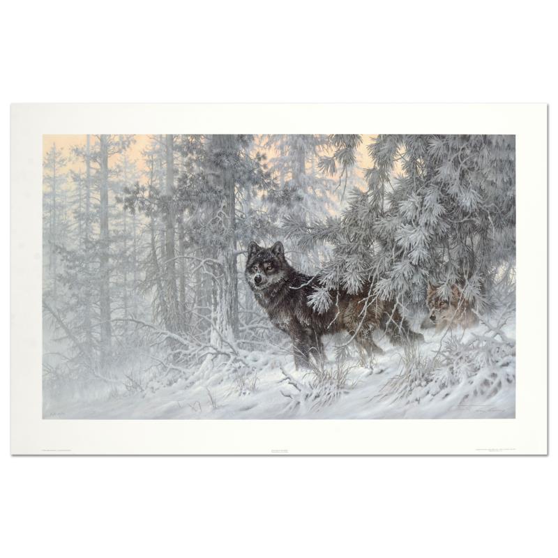 "Phantom of the North - Wolf" Numbered LE 32x19 Lithograph by Larry ...