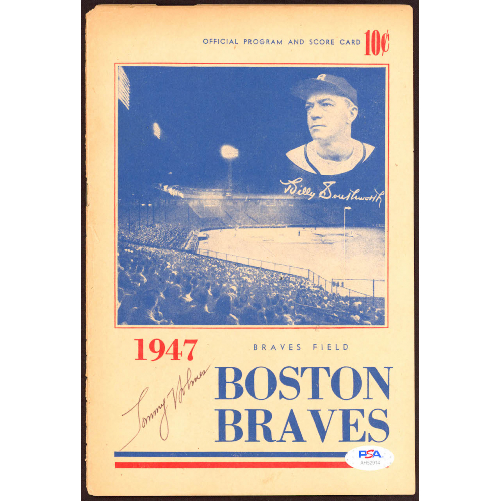 Tommy Holmes Signed 1947 Braves Program & Scorecard (PSA COA ...