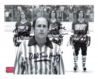 David Hanson, Jeff Carlson, & Steve Carlson Signed "Slapshot" 8x10 Photo Inscribed "Old Time ...