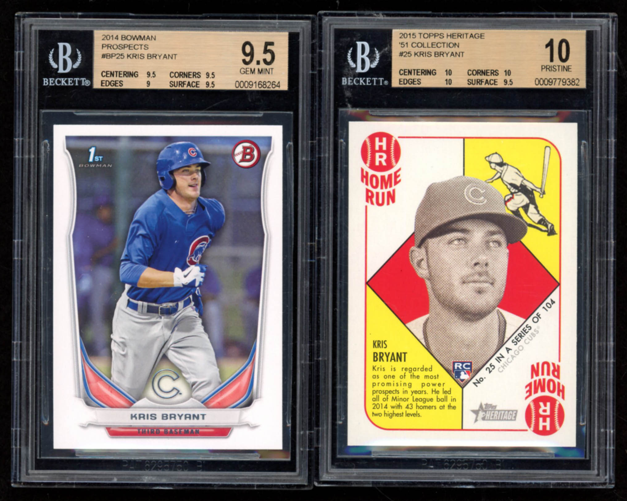 Lot of (2) Kris Bryant Baseball Cards with 2014 Bowman Prospects #BP25 ...