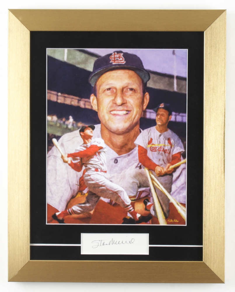 Stan Musial Signed 14x15 Custom Framed Textured Art Print Display (JSA ...