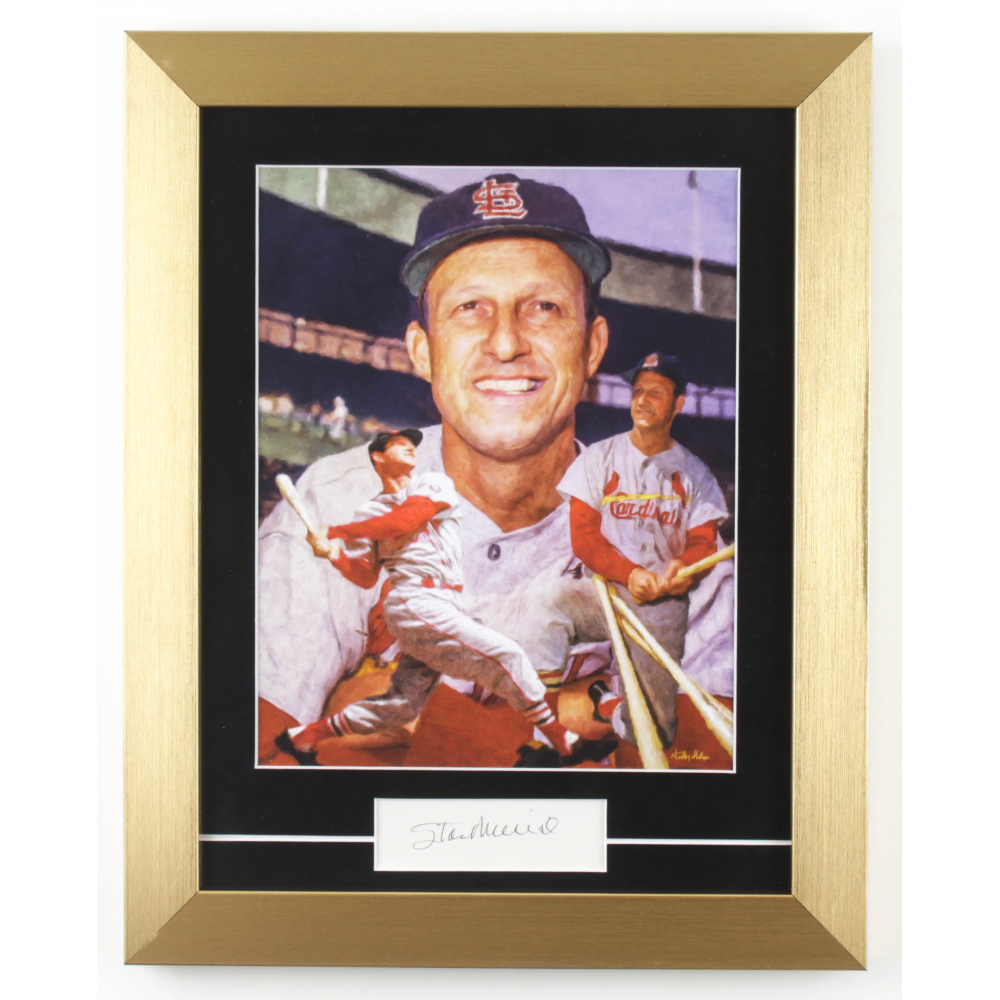 Stan Musial Signed 14x15 Custom Framed Textured Art Print Display (JSA ...