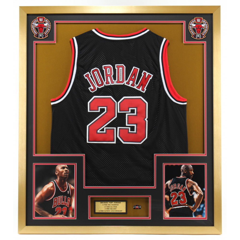 Michael Jordan 32x36 Custom Framed Jersey Display with Vintage Air ...