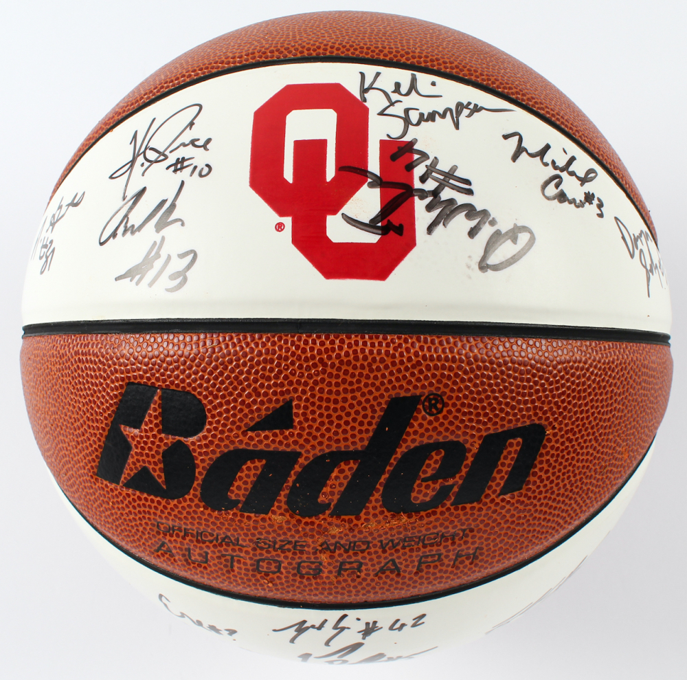Oklahoma Sooners Logo Basketball Team-Signed By (14) Kelvin Sampson ...