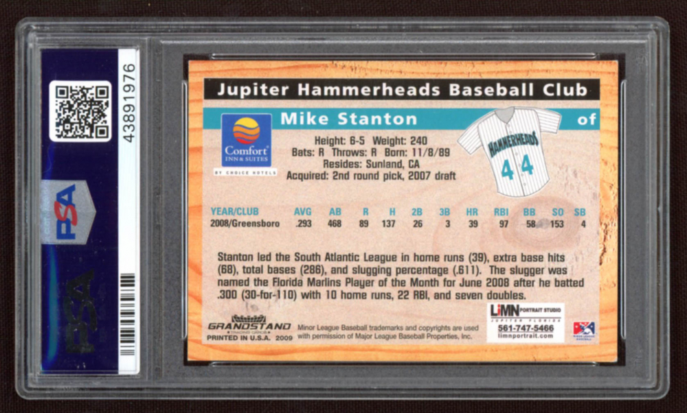 Mike Stanton Signed 2009 Jupiter Hammerheads Grandstand #26 (PSA ...