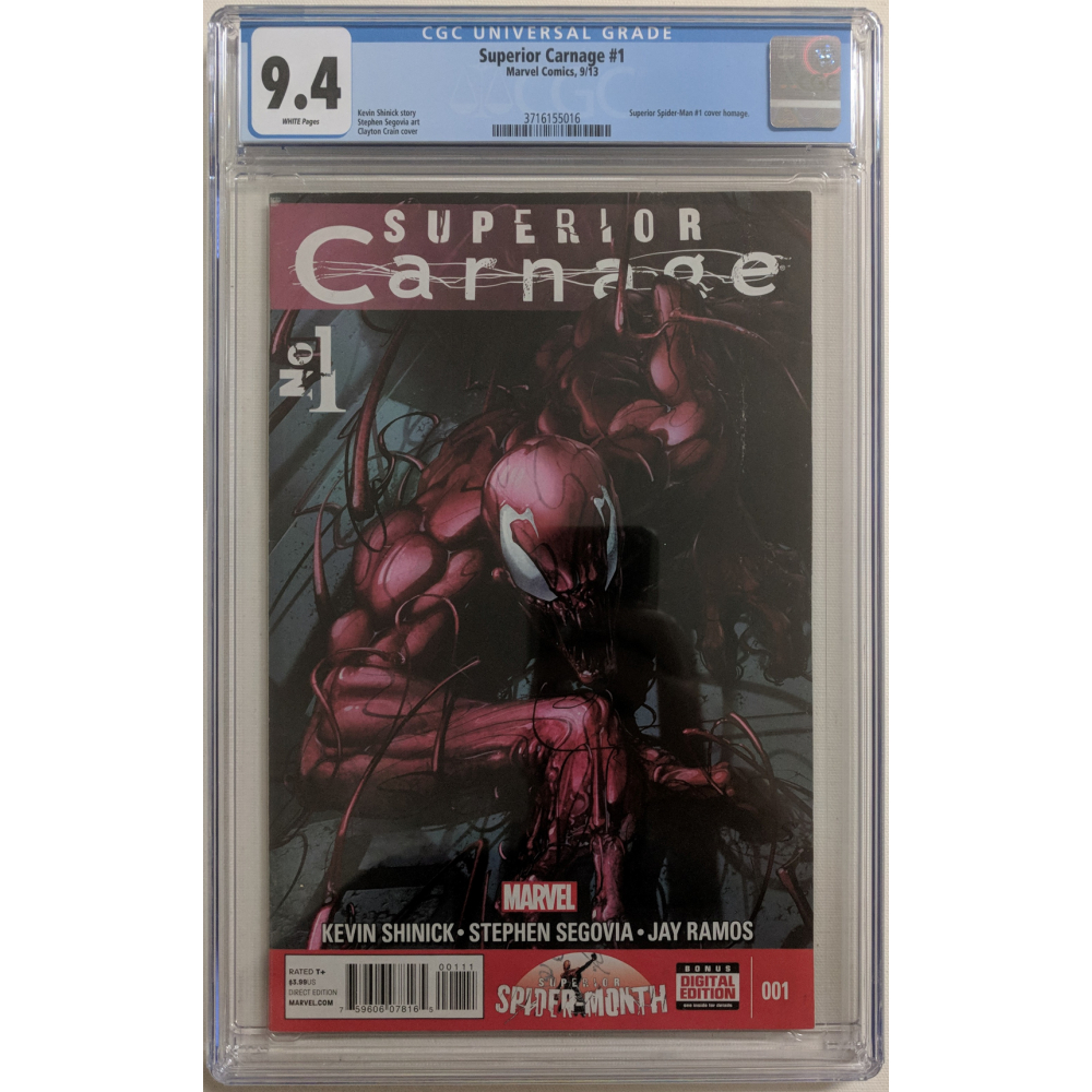 2013 "Superior Carnage" Issue #1 Marvel Comic Book (CGC 9.4) | Pristine ...