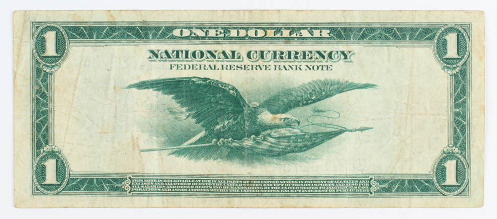 1918 $1 One-Dollar U.S. National Currency Large-Size Bank Note - The ...