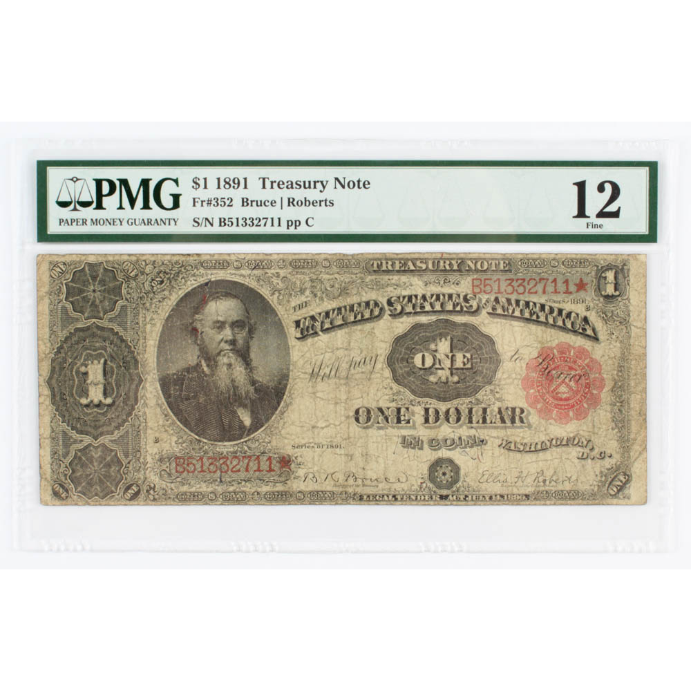 1891 $1 One-Dollar U.S. Treasury Note (PMG 12) | Pristine Auction