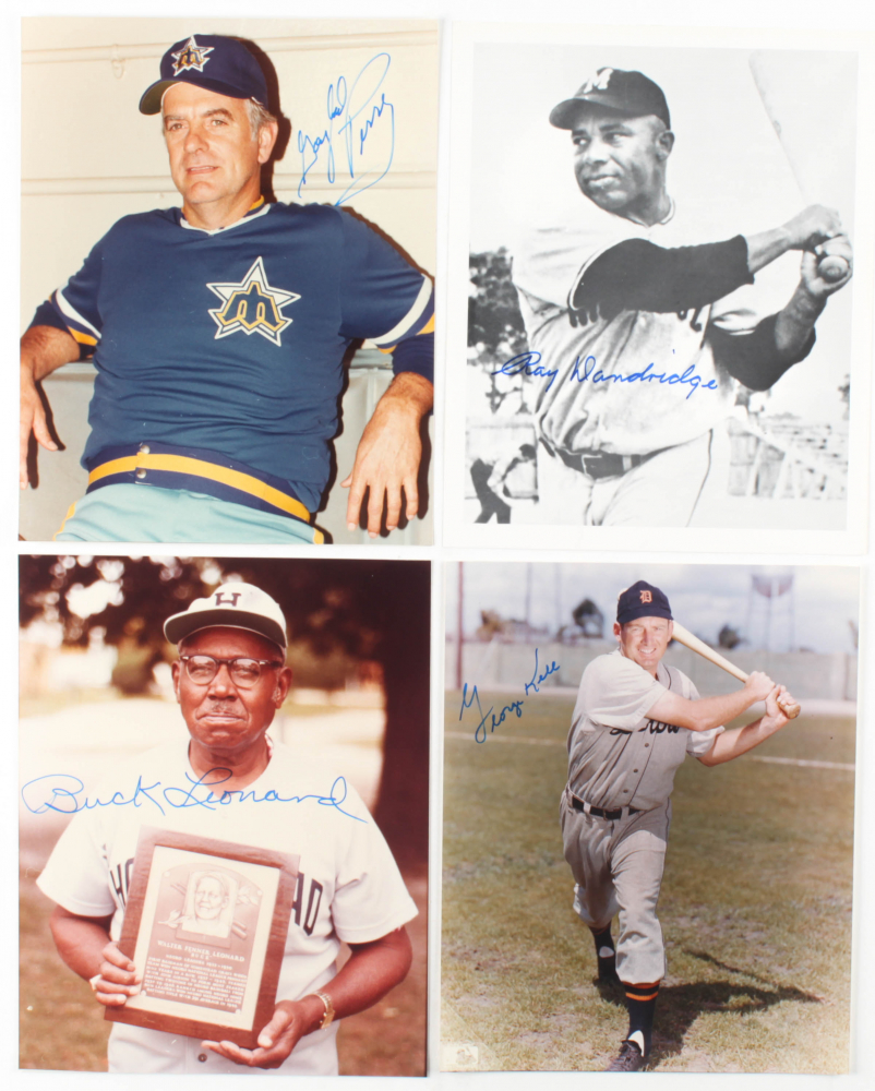 Lot of (4) Signed 8x10 Photos with Gaylord Perry, Buck Leonard, George ...
