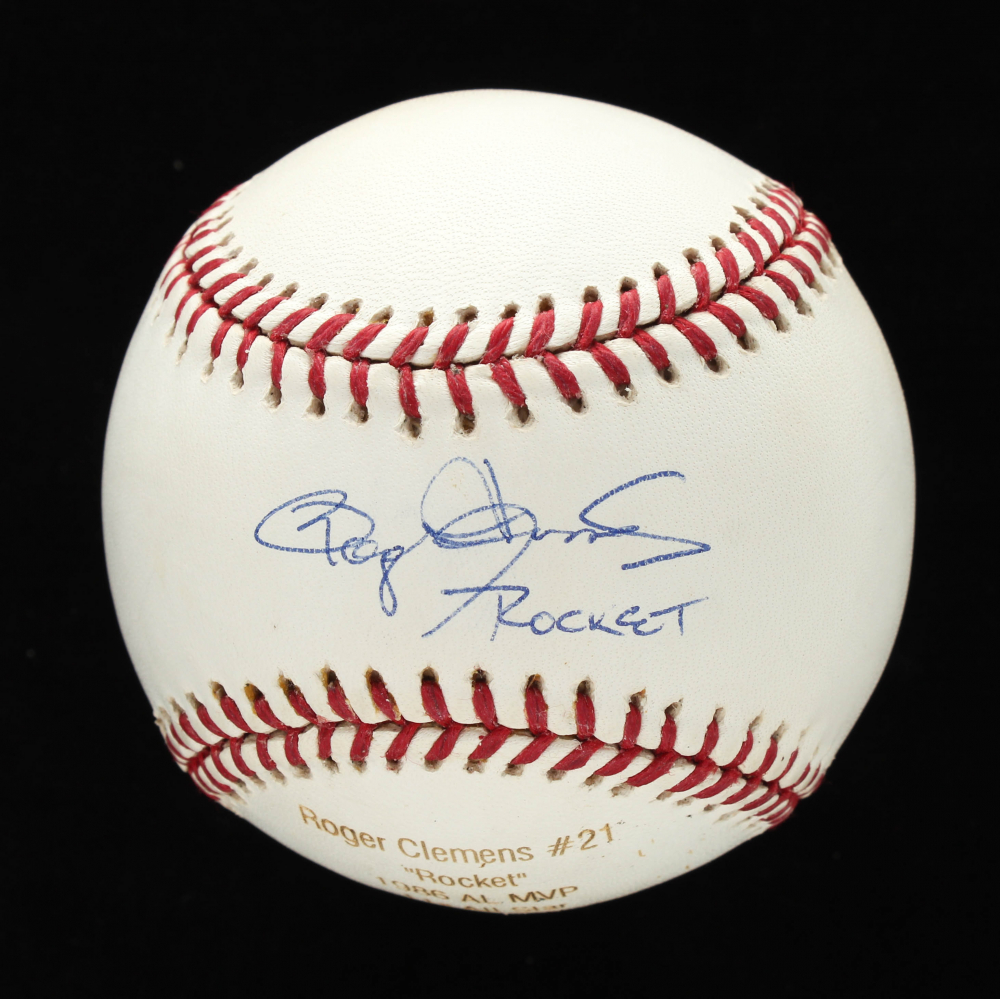 Roger Clemens Signed OML Career Stat Engraved Baseball Inscribed ...