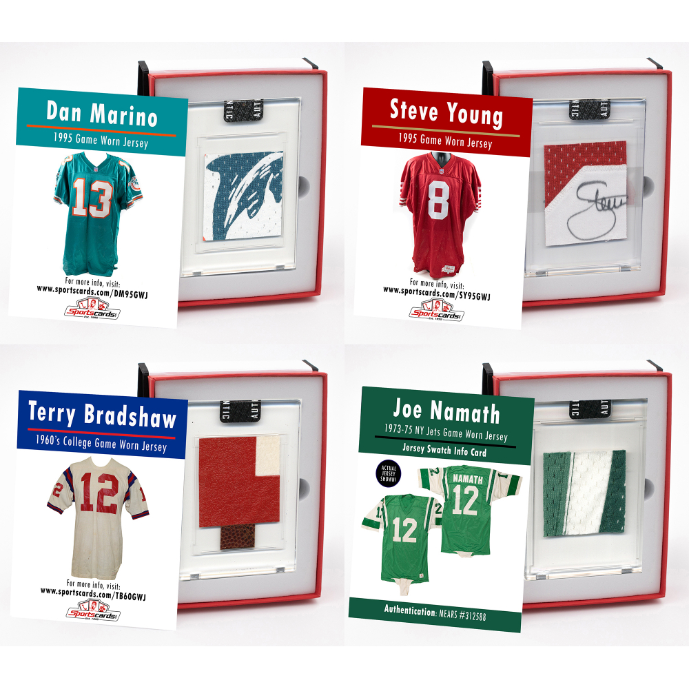 HALL OF FAME QUARTERBACKS GAME WORN JERSEY MYSTERY SWATCH BOXES ...