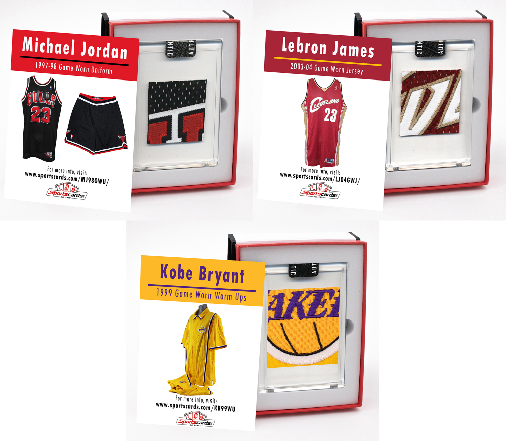 KOBE BRYANT, LEBRON JAMES & MICHAEL JORDAN GAME WORN MYSTERY SWATCH ...