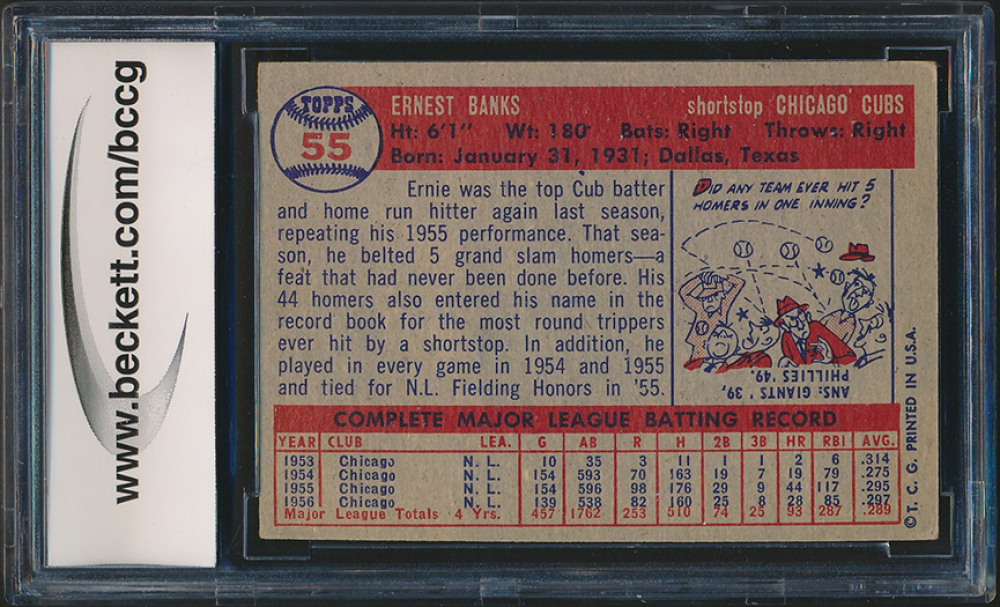 Ernie Banks 1957 Topps #55 (BCCG 8) | Pristine Auction