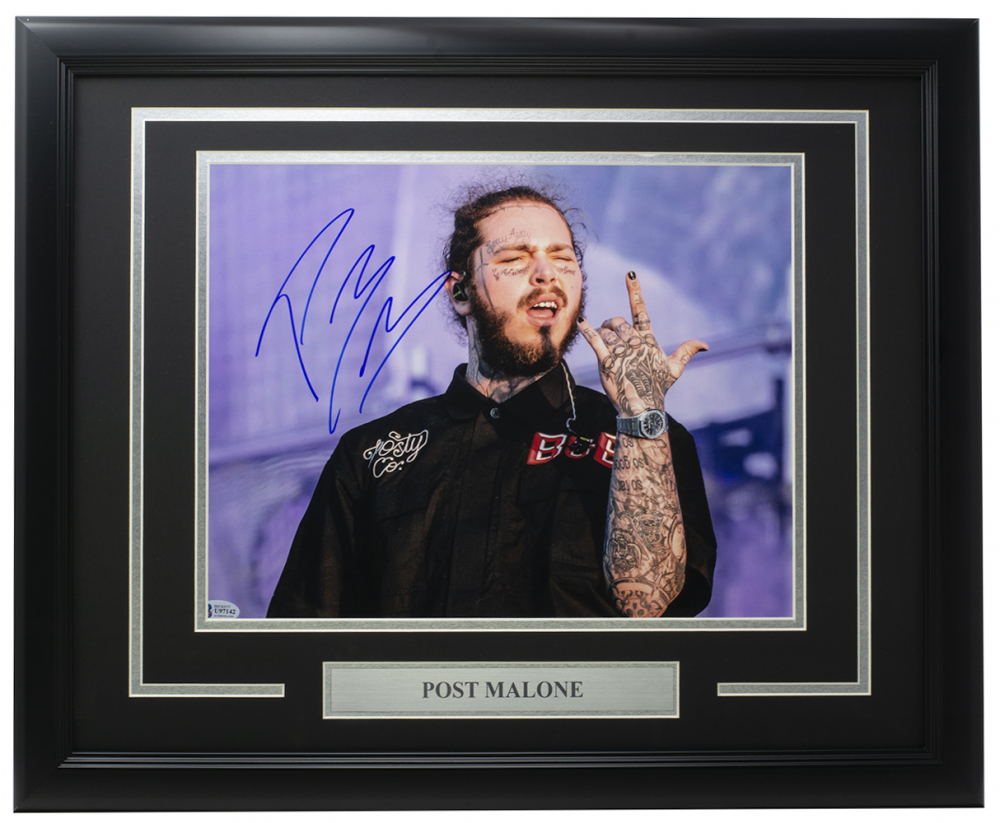 Post Malone Signed 16x20 Custom Framed Photo Display (Beckett COA ...
