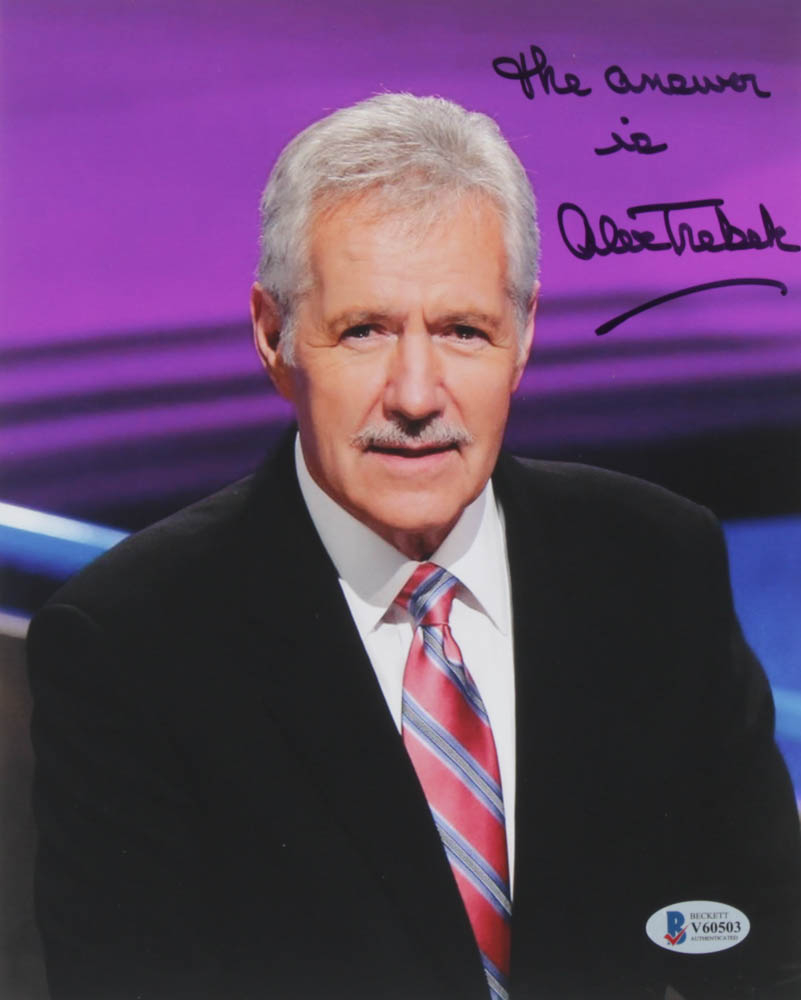 Alex Trebek Signed 8x10 Photo Inscribed "The Answer Is: (Beckett COA ...