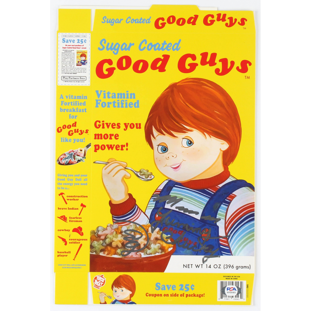 Ed Gale Signed "Chucky" Sugar Coated Good Guys Cereal Box Inscribed ...