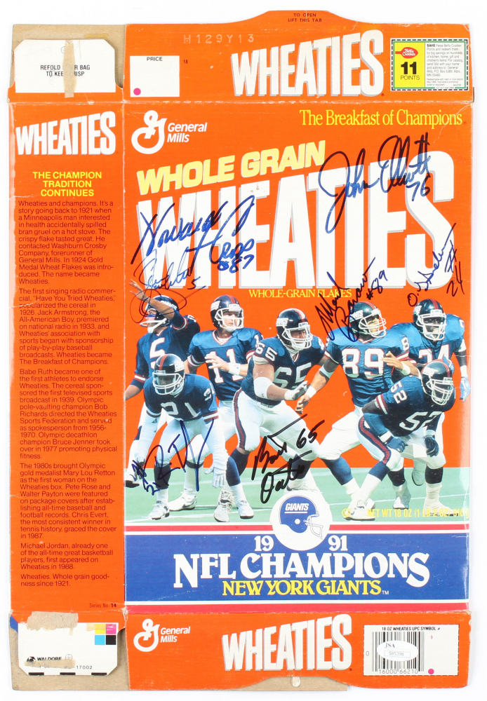 1990 Giants Signed Wheaties Cereal Box by (7) with Howard Cross, John ...