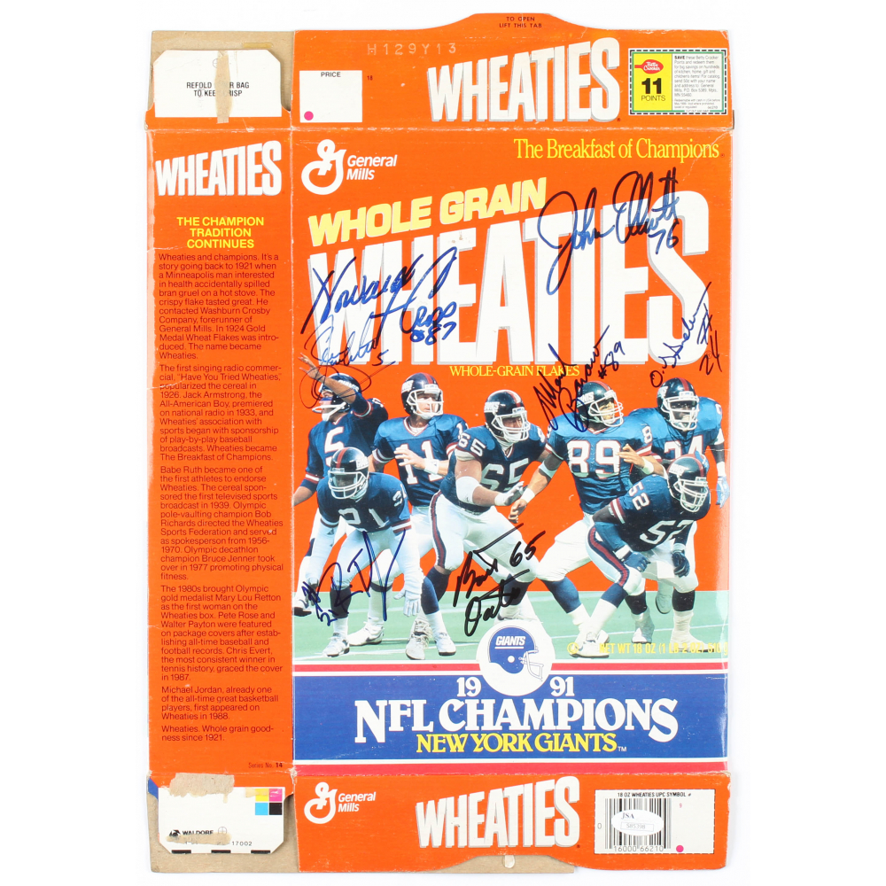 1990 Giants Signed Wheaties Cereal Box by (7) with Howard Cross, John ...