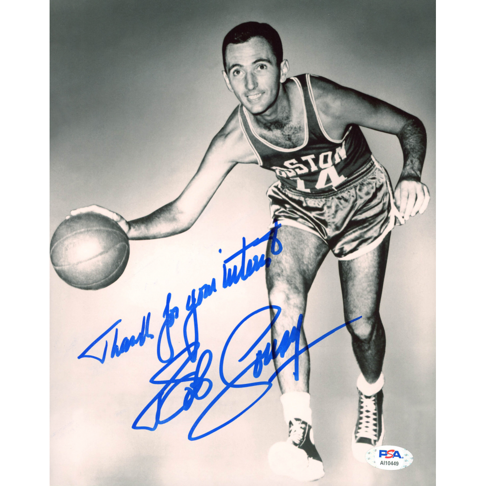 Bob Cousy Signed Celtics 8x10 Photo Inscribed "Thanks For Your Intrest ...