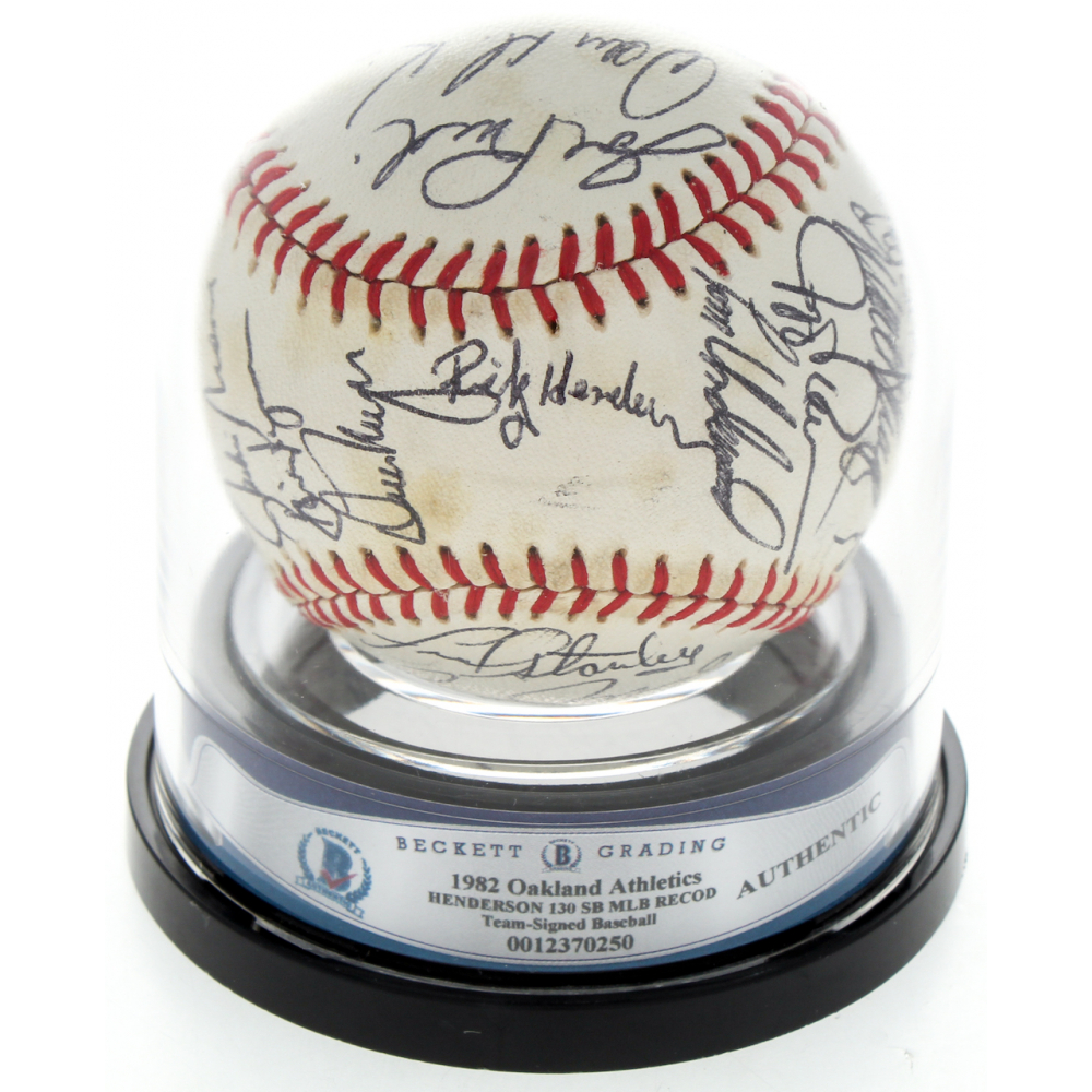 1982 Athletics OAL Baseball Team-Signed by (31) with Rickey Henderson ...
