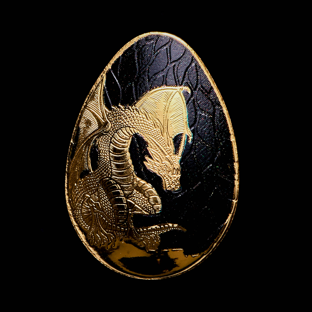 Palau $1 Dragon Concave Egg Shaped Gold Coin | Pristine Auction