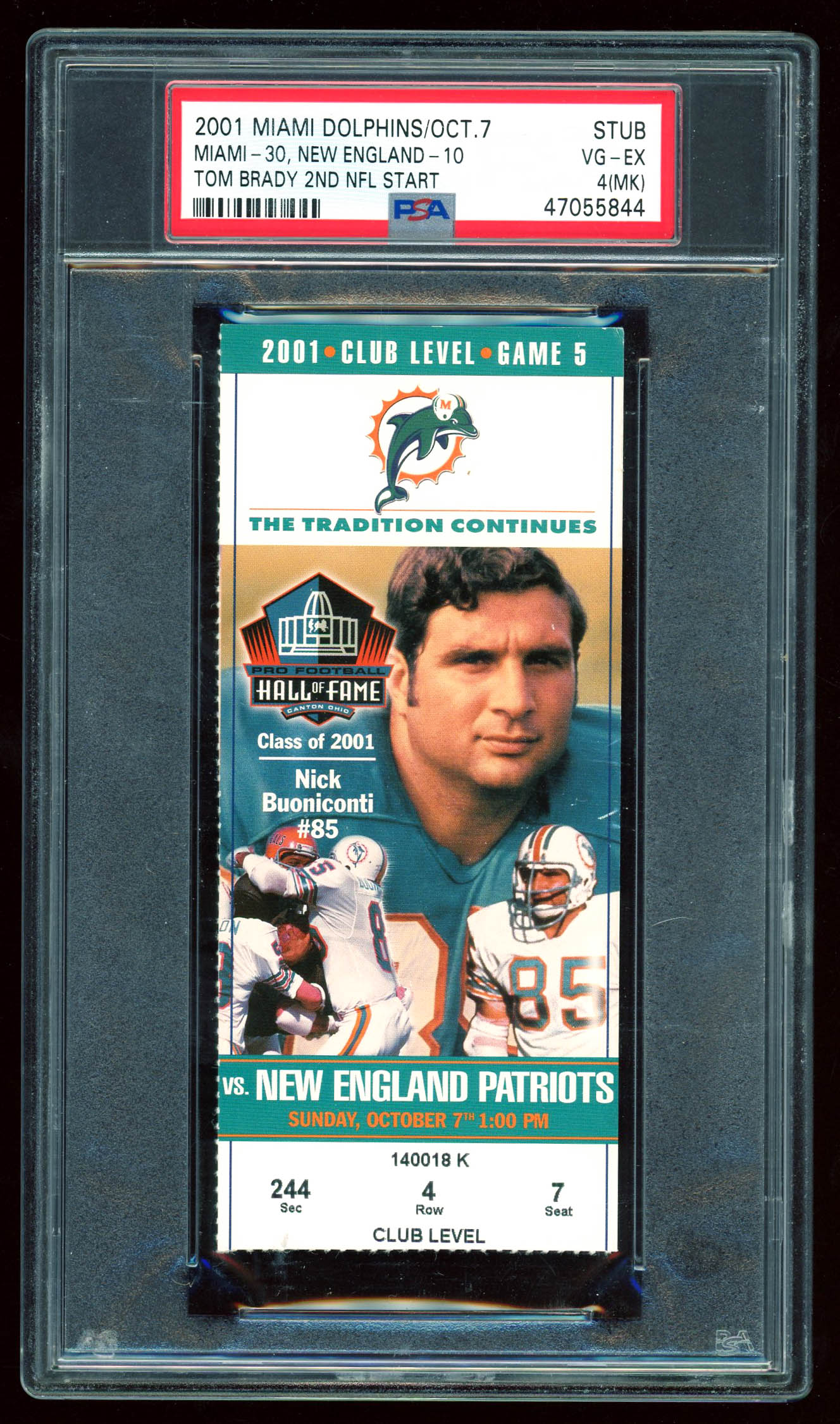 2001 Dolphins vs. Patriots Game Ticket Stub (PSA 4) | Pristine Auction