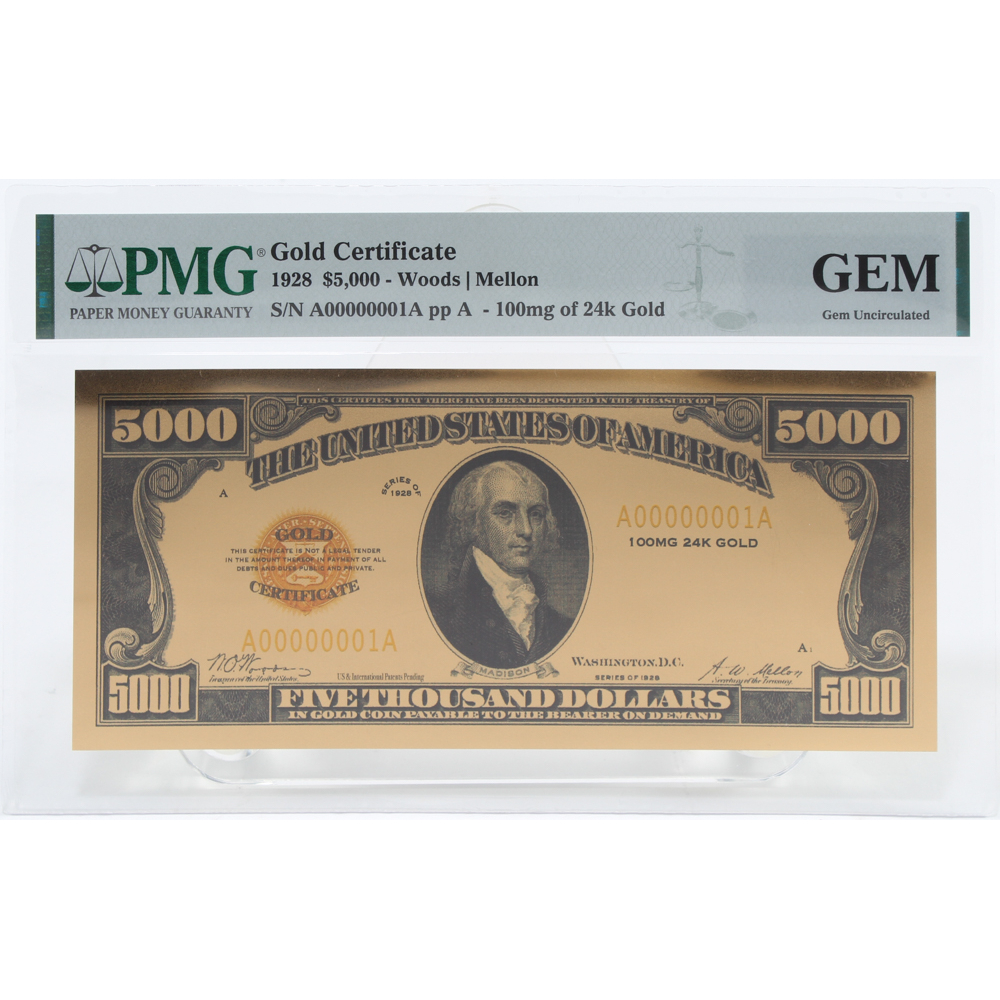 1928 $5,000 Five Thousand Dollars "Smithsonian Edition" Gold ...