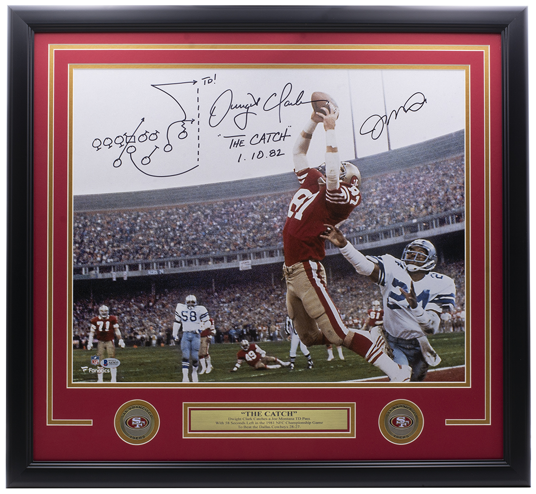 Dwight Clark & Joe Montana Signed 49ers 22x27 Custom Framed Photo ...