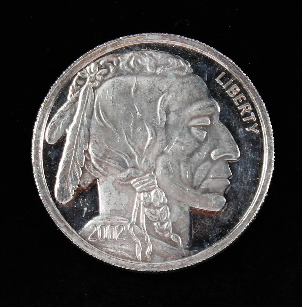 Buffalo / Indian Head .999 One Troy Ounce Fine Silver Bullion Round ...