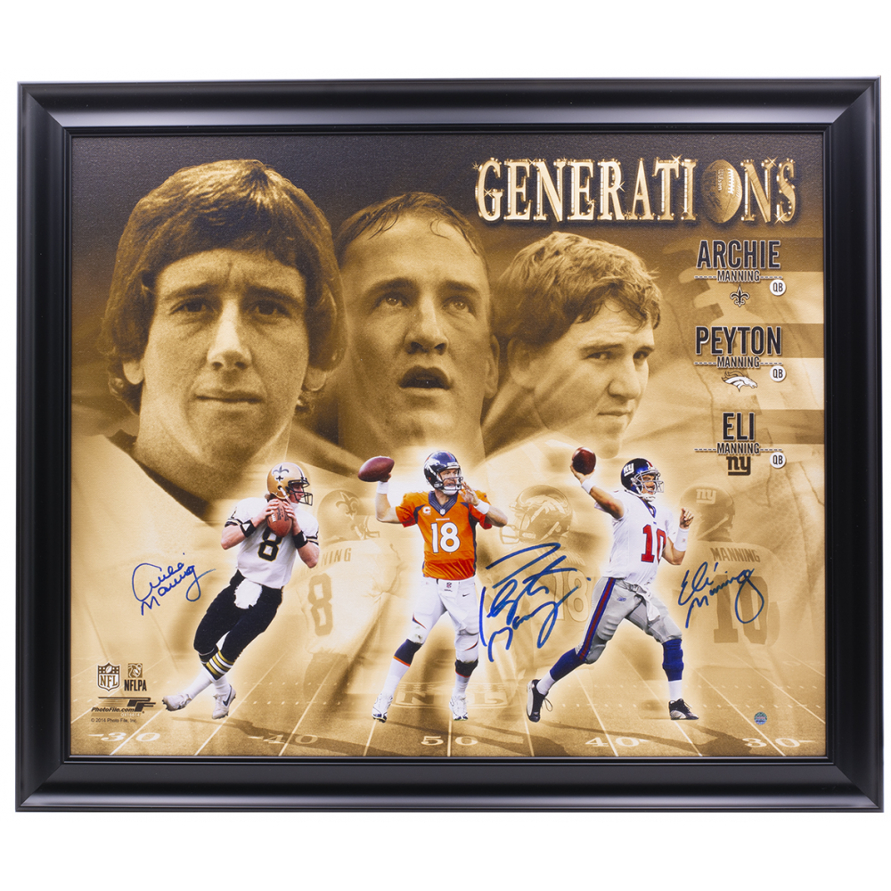 Peyton Manning, Eli Manning, & Archie Manning Signed "Generations ...