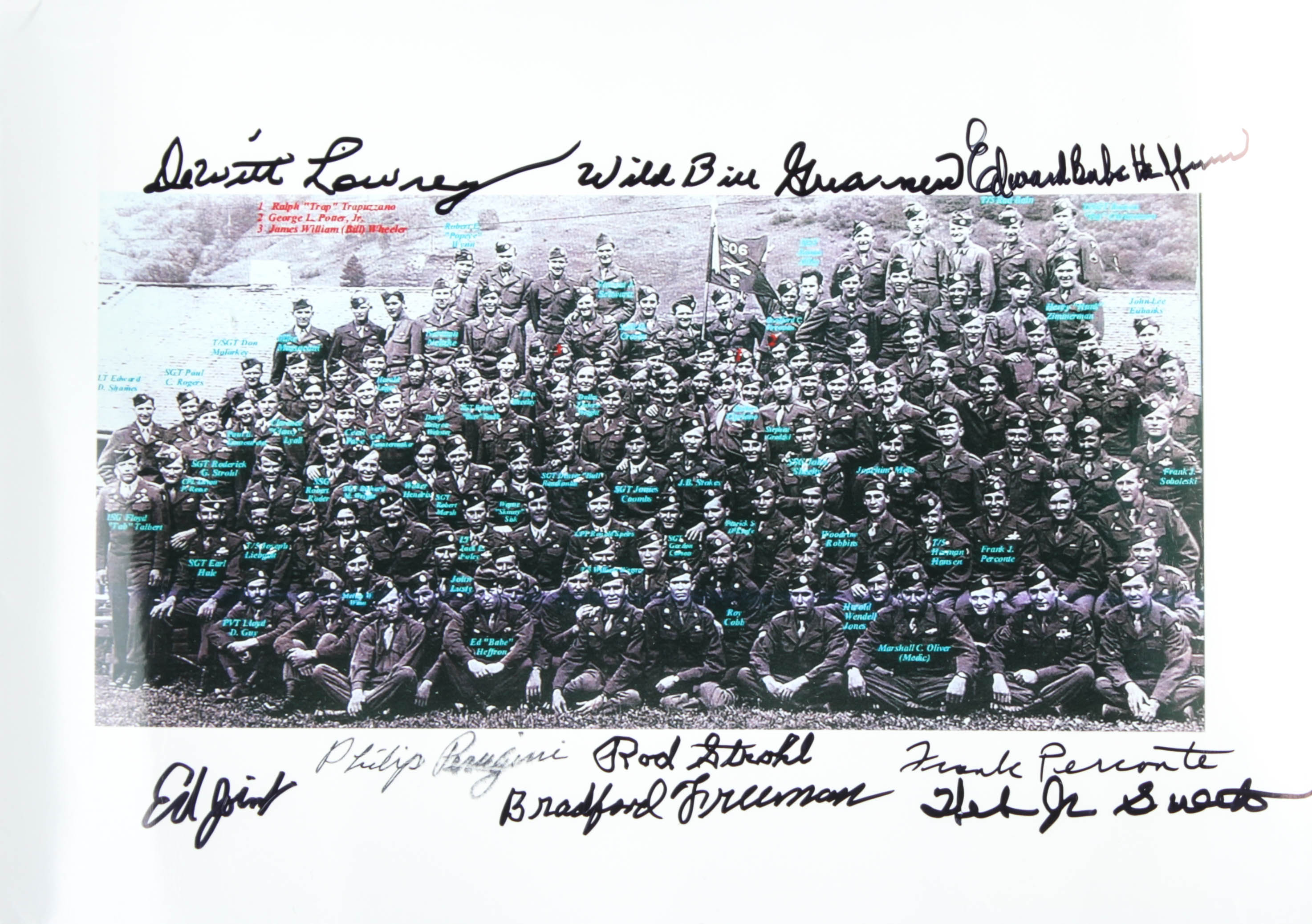 101st Airborne U.S. Army 8.5x12 Photo Signed by (9) with "Wild" Bill ...