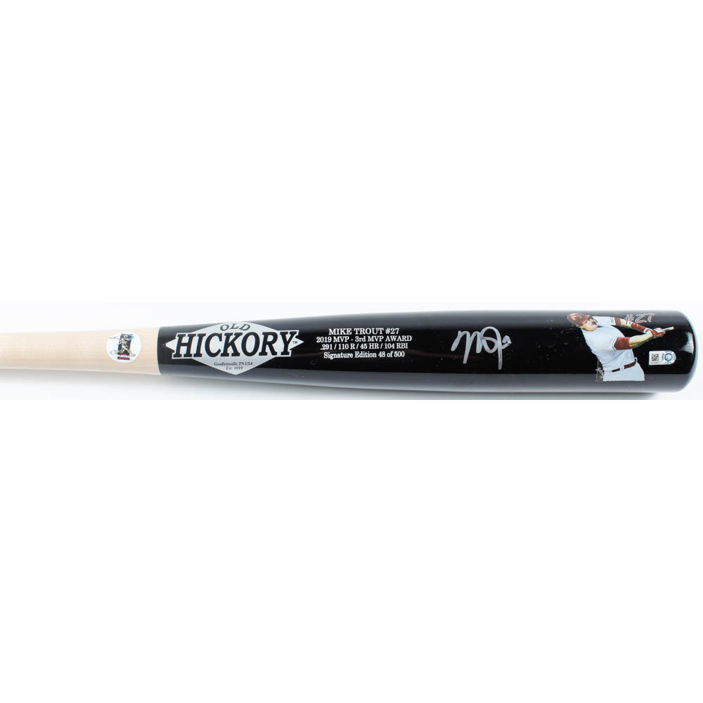 Mike Trout Signed LE 2019 MVP Old Hickory Custom Engraved Baseball Bat ...