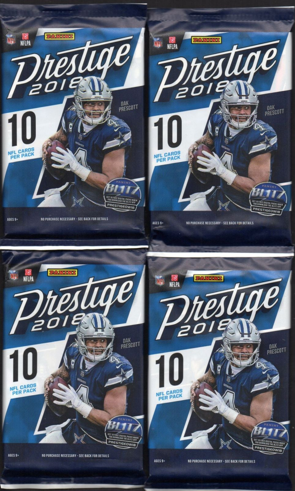 Lot of (4) 2018 Panini Prestige Football Retail Packs with (10) Cards ...