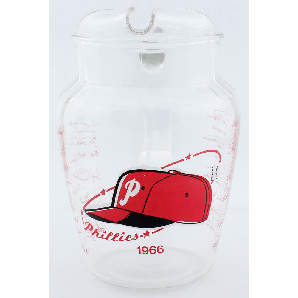 Vintage 1966 Phillies Logo Full Size Glass Pitcher | Pristine Auction