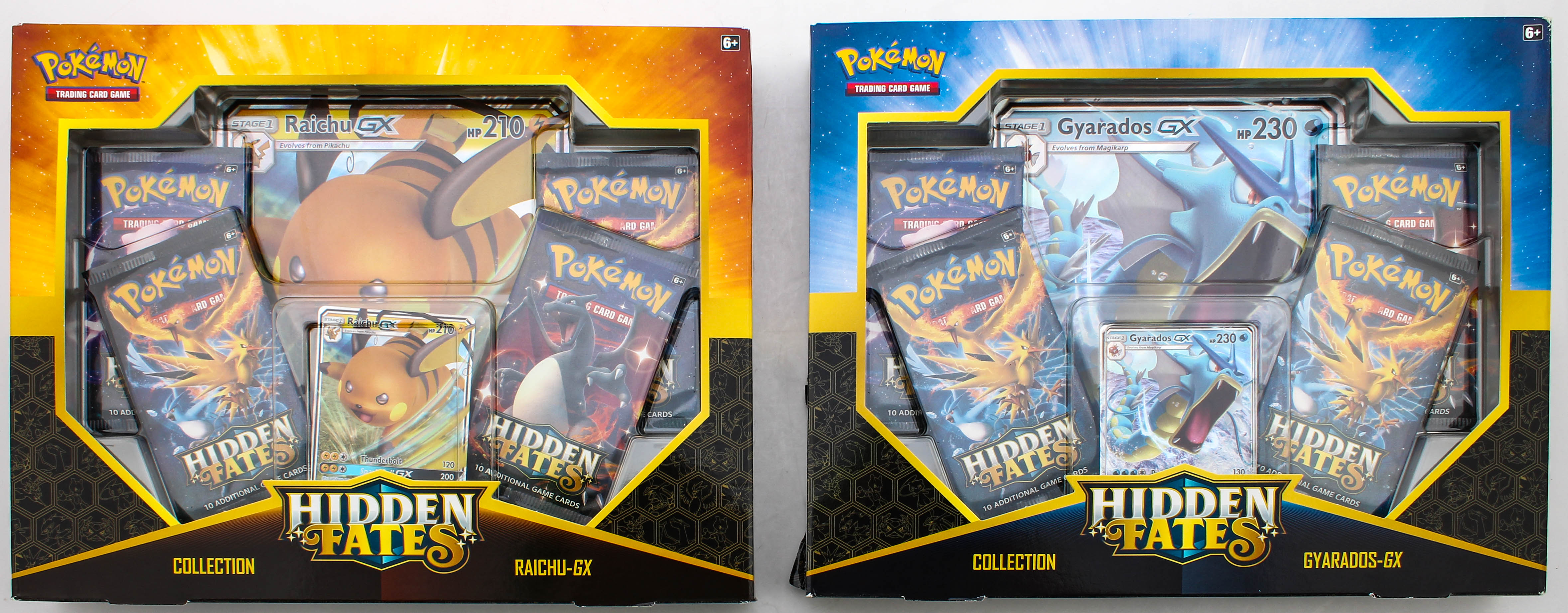 Lot of (2) Pokemon Hidden Fates Collection Box / Raichu-GX & Gyarados ...