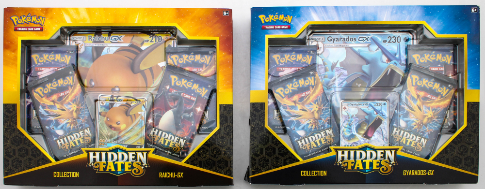 Lot of (2) Pokemon Hidden Fates Collection Box / Raichu-GX & Gyarados ...