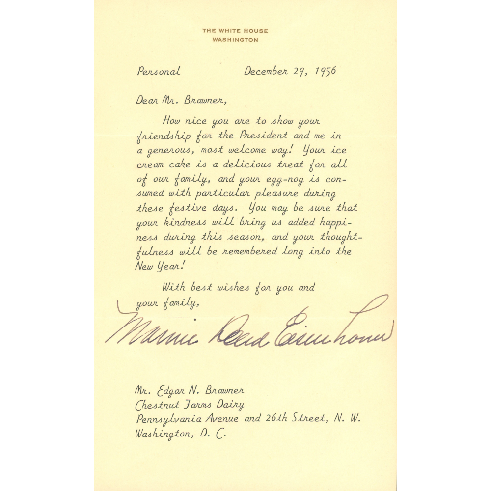 Mamie Eisenhower Signed 1956 "The White House" 6x9 Typed Letter (JSA ...