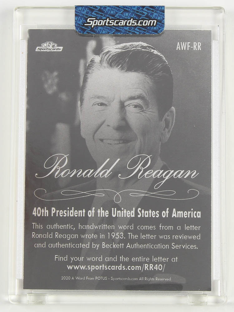 Ronald Reagan 2020 A Word from POTUS Hand-Written Word Cut #AWFRR ...