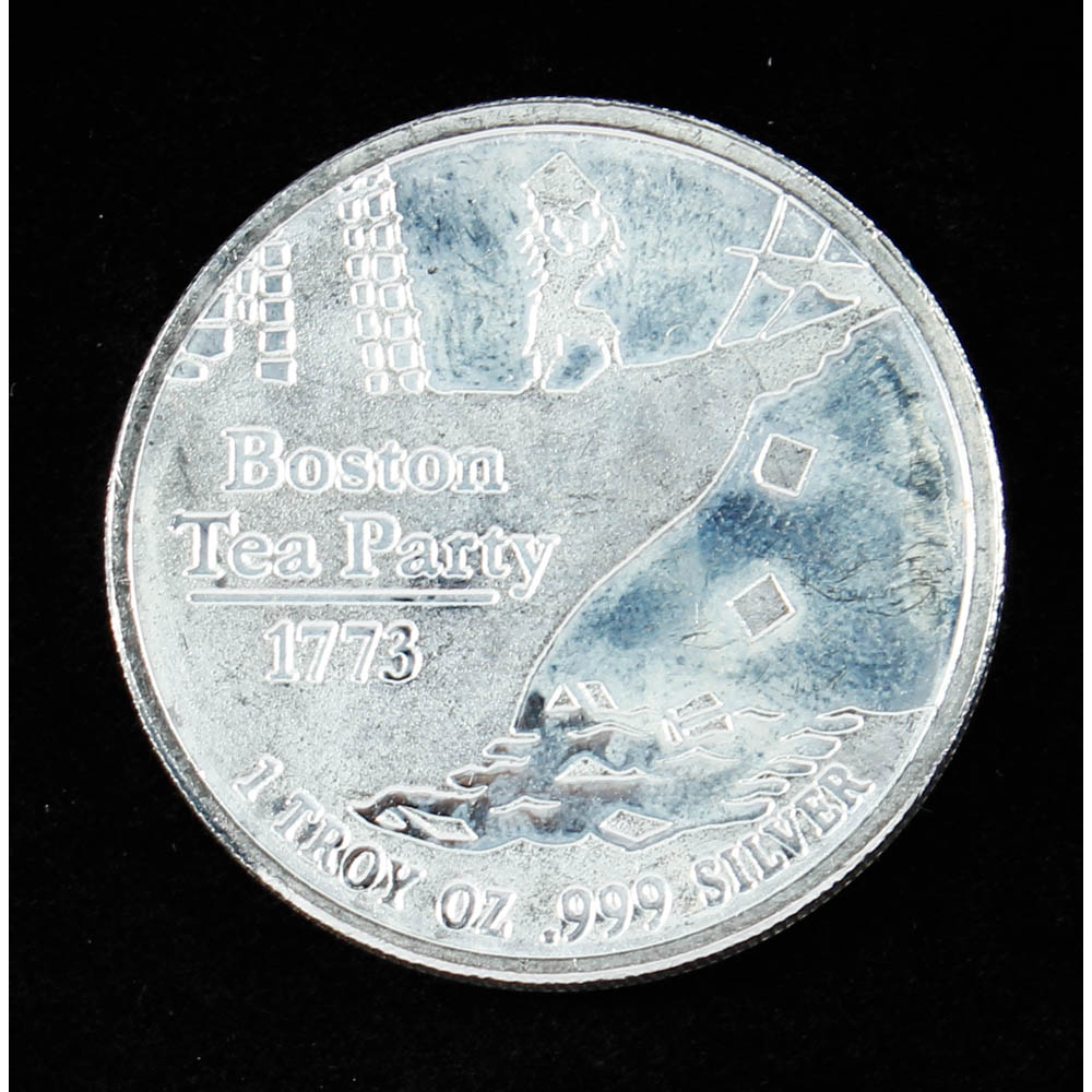 1 Troy Ounce .999 Fine Silver "Don't Tread On Me / Boston Tea Party ...