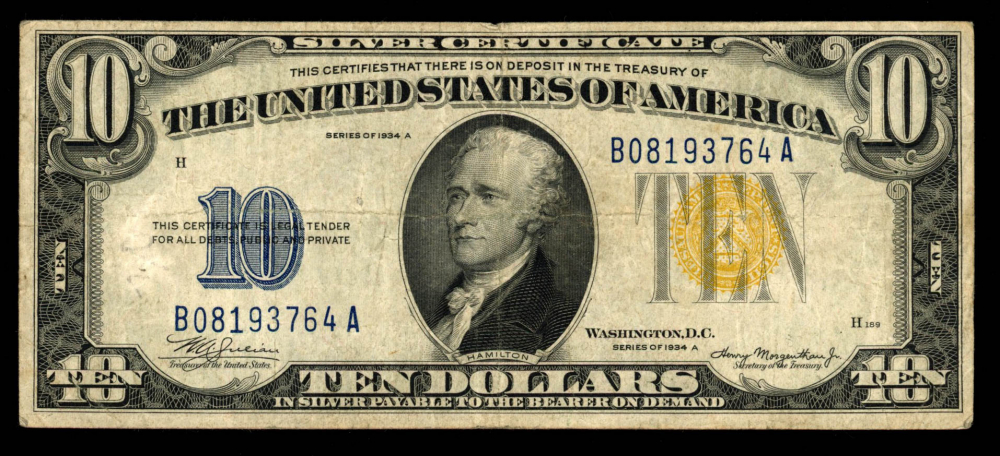 1934-A $10 Ten Dollar North Africa Gold Seal Silver Certificate WWII ...