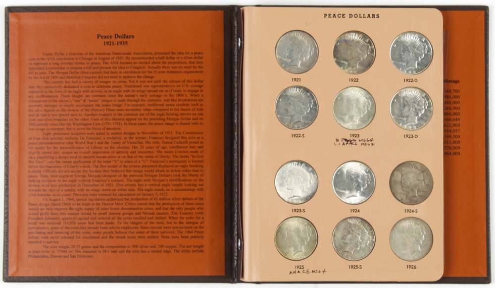 Complete 1921-1935 Peace Dollar Collection | Pristine Auction