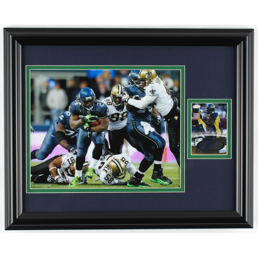 Marshawn Lynch Seahawks 13x16 Custom Framed Photo With 2007 SAGE ...