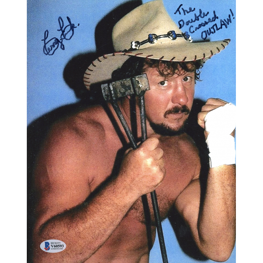 Terry Funk Signed 8x10 Photo Inscribed "The Double Crossed Outlaw ...